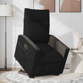 Elektrické zvedací polohovací křeslo černé textil 3324068