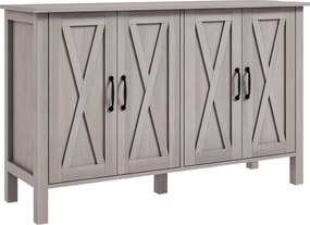 HOMCOM Nízká Skříň v Rustikálním Stylu s 2 Nastavitelnými Policemi, TV Bufet pro do 55 palců s 4 Dřevěnými Dvermi, 120x37x75 cm, Šedá | Aosom
