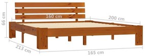 Petromila Rám postele medově hnědý masivní borovice 160 x 200 cm