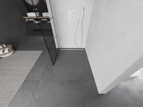 Mexen Kioto L, sprchová zástěna Walk-In 80 x 200 cm, 8mm čiré sklo černý vzor, ​​bílý profil, 800-080-103-20-77