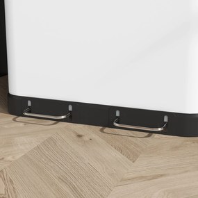 Dvoukomorový odpadkový koš, 2 x 30 l, odolný proti otiskům prstů, pedál, vyjímatelný vnitřní koš, šedý
