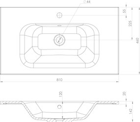 Sapho Sidra umyvadlo 81 x 46 cm s otvorem pro baterii litý mramor černá mat