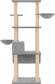 Škrabadlo pro kočky se sisalovými sloupky světle šedé 141 cm 171748