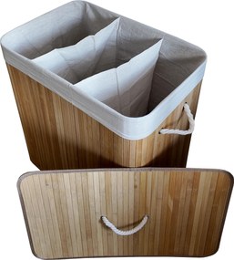 TRENDIE Bambusový koš na prádlo 150l světle hnědý + DÁREK
