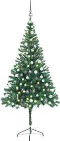vidaXL Umělý vánoční stromek s LED a sadou koulí 180 cm 620 větviček [3077661] Barva: green and rose