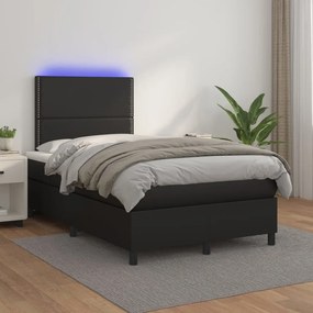 Box spring postel s matrací a LED černá 120x200 cm umělá kůže