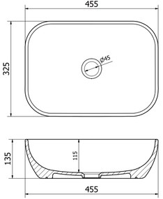 Mexen Rita, umyvadlo na desku 455x325x135 mm, bílá-imitace bílého kamene, 21084581