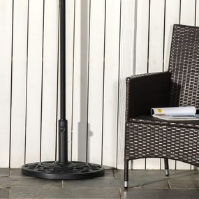 Stojan na slunečník Outsunny 9kg podstavec na zahradní slunečník s motivem květin pro tyče slunečníku Ø35/38/48 mm, HDPE, půlkruhový, černý | Aosom.de