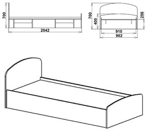 Vomaks Postel NEHA-90-MDF ořech