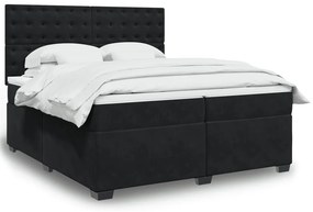 Box spring postel s matrací černá 200x200 cm samet 3291016