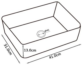 BPS-koupelny Keramické umyvadlo na desku HYD-LO-WH-410 41x31 cm, bílé