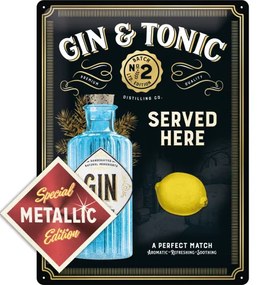 Postershop Plechová cedule: Gin & Tonic Served Here (Special Edition) - 40x30 cm