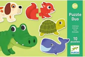 DJECO Puzzle Zvířátka / Skládačka / 10x2 dílky / velké dílky