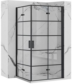 Rea Molier Black Double, sprchový kout se skládacími dveřmi 100(dveře) x 80(dveře), 6mm čiré sklo, černý profil, KPL-K2011
