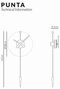 Designové nástěnné hodiny Nomon Punta BO 63cm