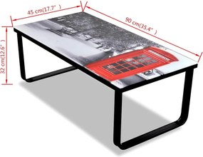 Skleněný konferenční stolek s potiskem, motiv telefonní budky 241176