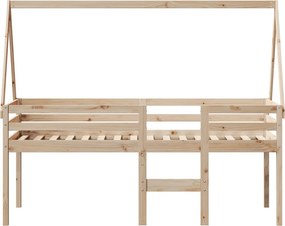 Patrová postel se střechou 80 x 200 cm masivní borové dřevo 3282095
