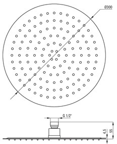 Deante Floks, dešťová hlavice z nerezové oceli O300 mm kulatá, chromová, NAC_003K