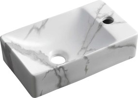 Sapho Small - Umývátko Margitha 38x22 cm, bez přepadu, otvor pro baterii, carrara MGT38217