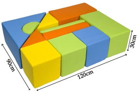 Pěnové kostky-obří stavebnice 11 ks yellow-green-orange-light blue