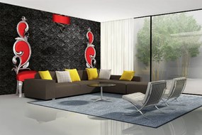 DIMEX | Samolepicí vliesová fototapeta na zeď Dvě červené židle MA-5-0975 | 375 x 250 cm | červená, černá
