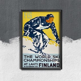 Retro plakát Finsko ski