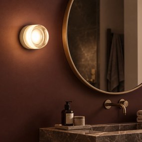 Designová nástěnná lampa béžová s opálovým sklem IP44 - Michele