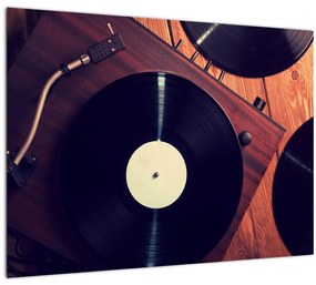 Skleněný obraz gramofonových desek (70x50 cm)