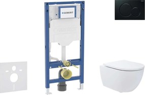 SANITINO - Set předstěnové instalace, klozetu Oudee a sedátka softclose, tlačítko Sigma01, černá SANI11CA5197
