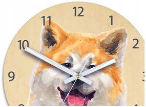 M.Clock Nástěnné hodiny pes akita 30x30cm hnědé