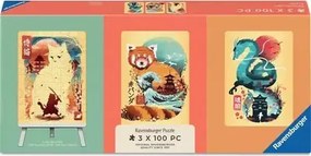 RAVENSBURGER Puzzle se stojánkem Zvířecí legendy / 3x100 dílků / od 10