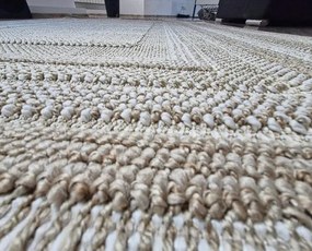 HU Moderní béžový koberec Boho 872-B s motivem obdélníků Rozměr: 60x100 cm