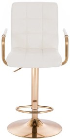 LuxuryForm Barová židle VERONA GOLD na zlatém talíři - bílá