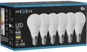 Mexen Nova 6x LED žárovka E14, G45, 8W, Teplá - 3000K, 840 lm - L101-E14-0830-01x06