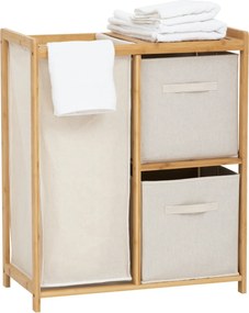 Bambusový regál s košem na prádlo TIDY BOX a úložnými boxy, 66 x 33,3 x 78,5 cm