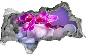 Wallmuralia Samolepící díra na stěnu Orchidej a srdce 95x73 cm