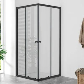 POINT Q BLACK 80x80 Clear Čtvercová sprchová zástěna