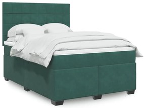 Box spring postel s matrací tmavě zelená 140x200 cm samet 3293233