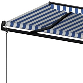 vidaXL Marketos Automatická zatahovací markýza 450 x 350 cm modrobílá