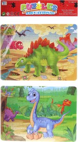 _Ostatní 1_ PUZZLE Dinosauři skládačka 2ks v rámečku 2x 49 dílků s omalovánkou 2 druhy 157727
