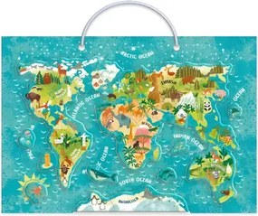 DODO Magnetická hra Mapa světa se zvířaty / Magnetky / 36 dílků / Přen