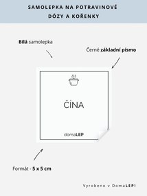 Samolepka na kořenky ČÍNA bílá 5 × 5 cm základní písmo