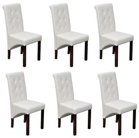 Jídelní židle 6 ks bílé umělá kůže,  160317