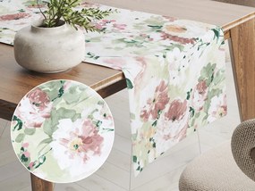 Biante Dekorační běhoun na stůl PM-018 Malované květy na zeleném 20x180 cm