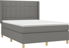 Box spring postel s matrací a LED tmavě šedá 140x190 cm textil 3138870
