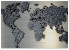 Obraz - Mapa světa v kovovém designu (70x50 cm)