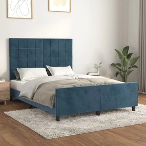Rám postele bez matrace tmavě modrý 140x190 cm samet 3125755