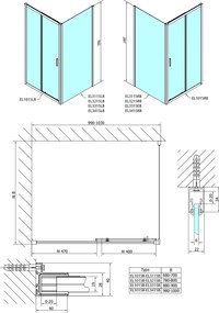 Polysan EASY BLACK sprchové dveře 100 x 190 cm čiré sklo EL1015B