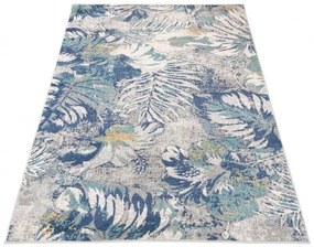 Kusový koberec DENVER G059A Květy Listy modrý bílý Rozměr: 300x400 cm