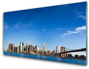 akrylový obraz Město Most Domy 100x50 cm